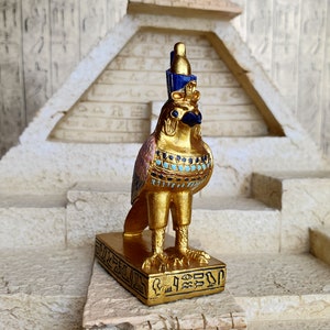 Vintage Golden Horus Mini Statue - Ancient Egyptian God Horus With ...