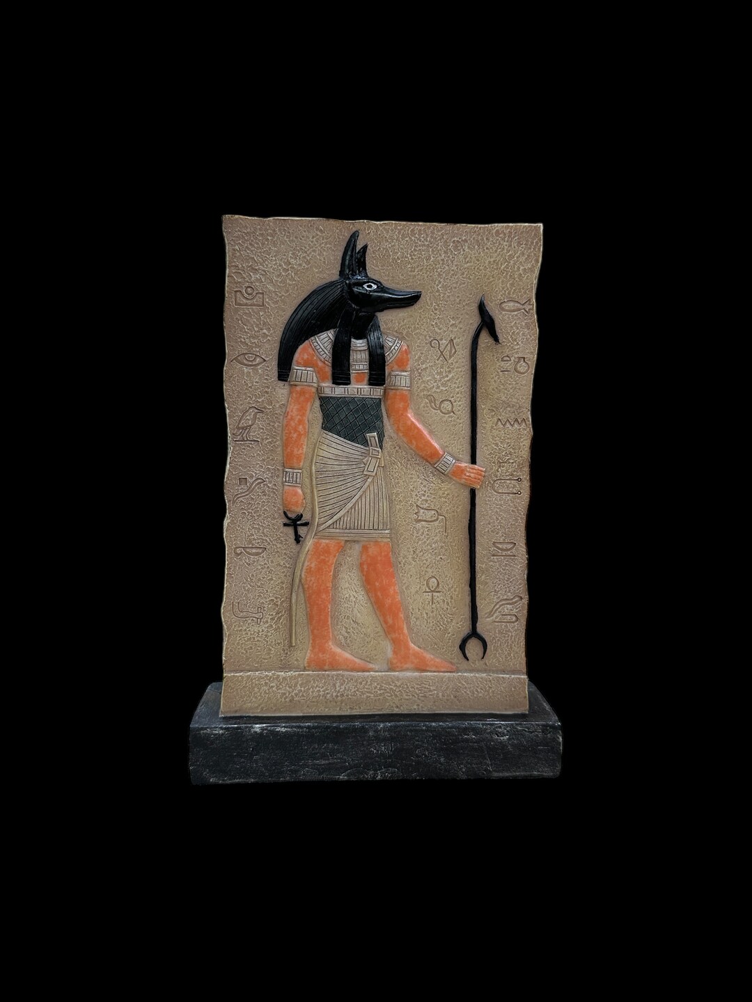 Anubis Temple Plaque - Ancient Egyptian God Anpu - Anubis Holding Was ...