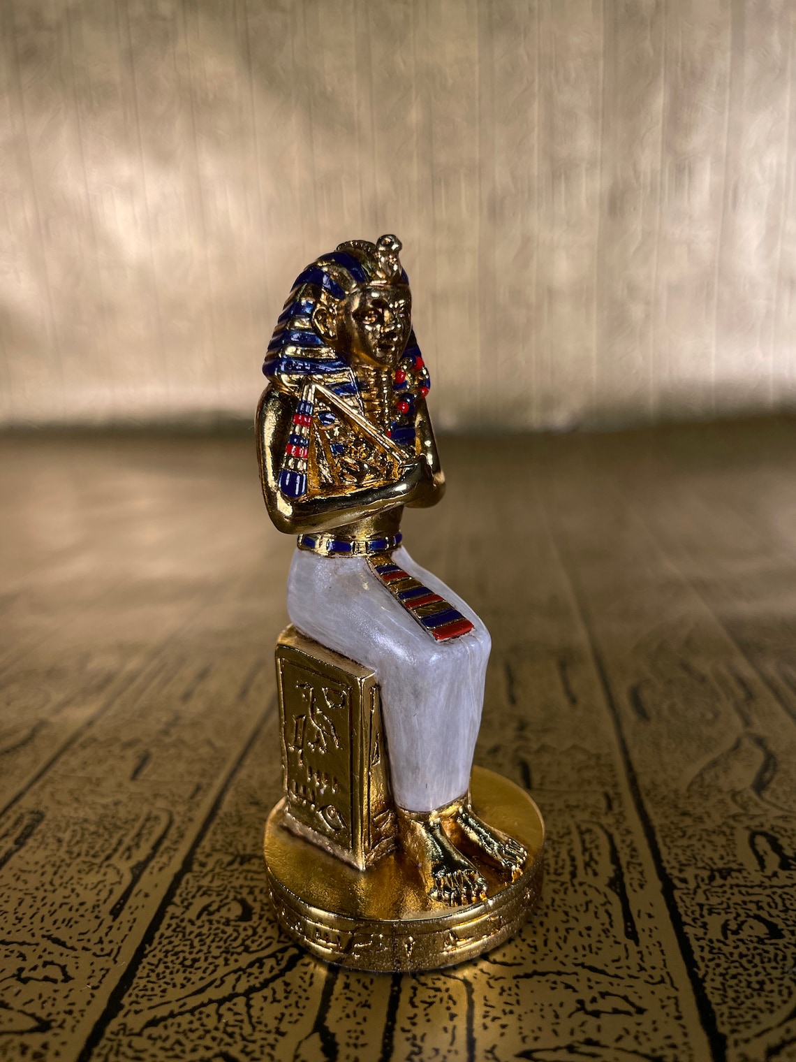 Vintage Gold Pharaoh Mini Statue - Egyptian Pharaoh Tutankamun - Solid ...