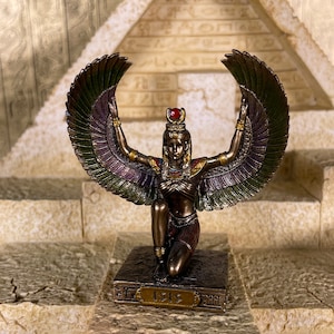 Vintage Isis Mini Statue - Small Hand-painted Ancient Egyptian Goddess ...