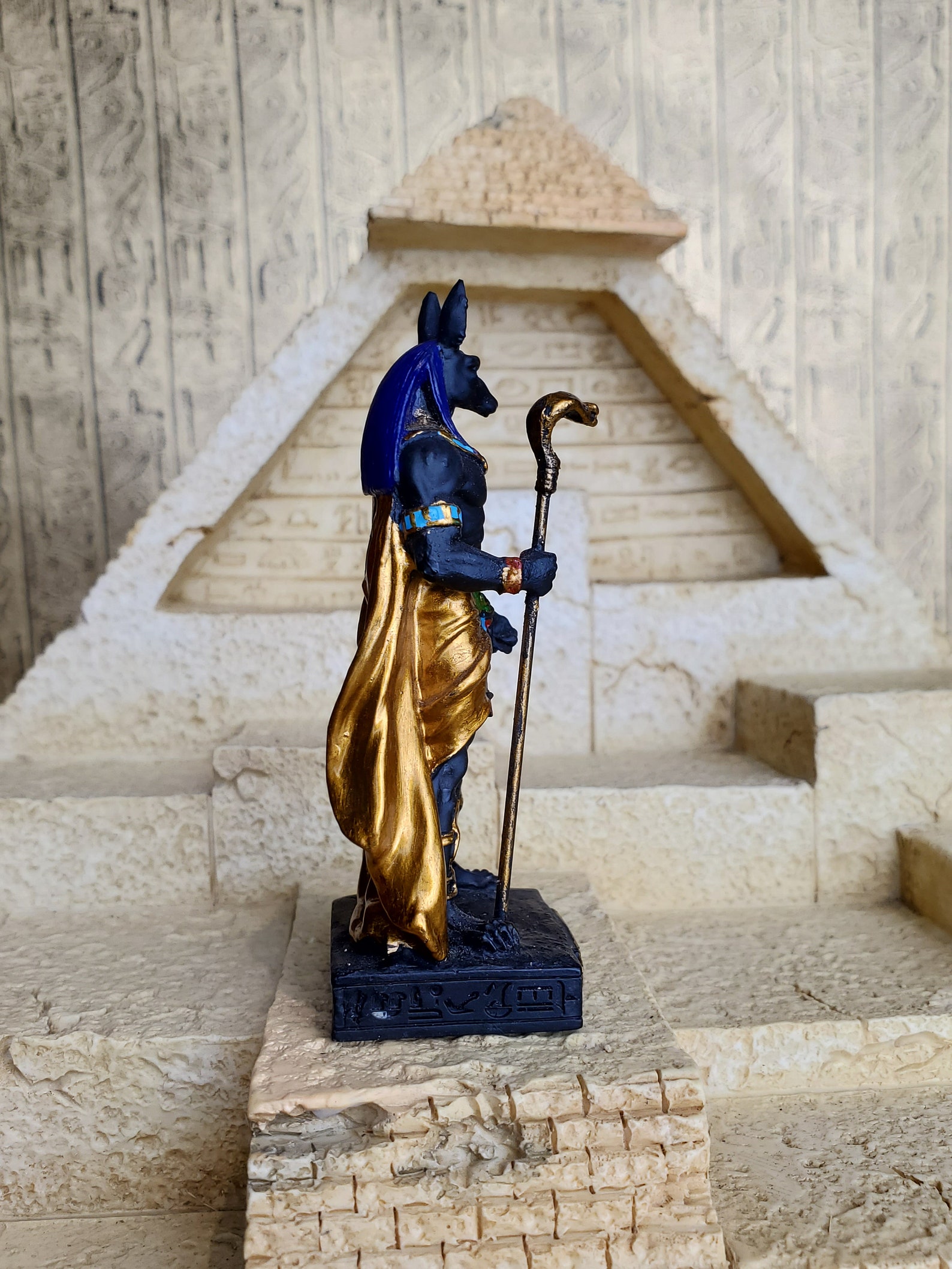 Vintage Anubis Mini Statue Small Hand-painted Ancient - Etsy