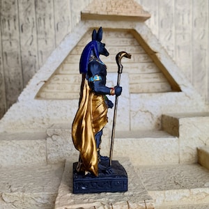 Vintage Anubis Mini Statue - Small Hand-painted Ancient Egyptian Jackal ...