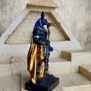 Vintage Anubis Mini Statue - Small Hand-painted Ancient Egyptian Jackal ...