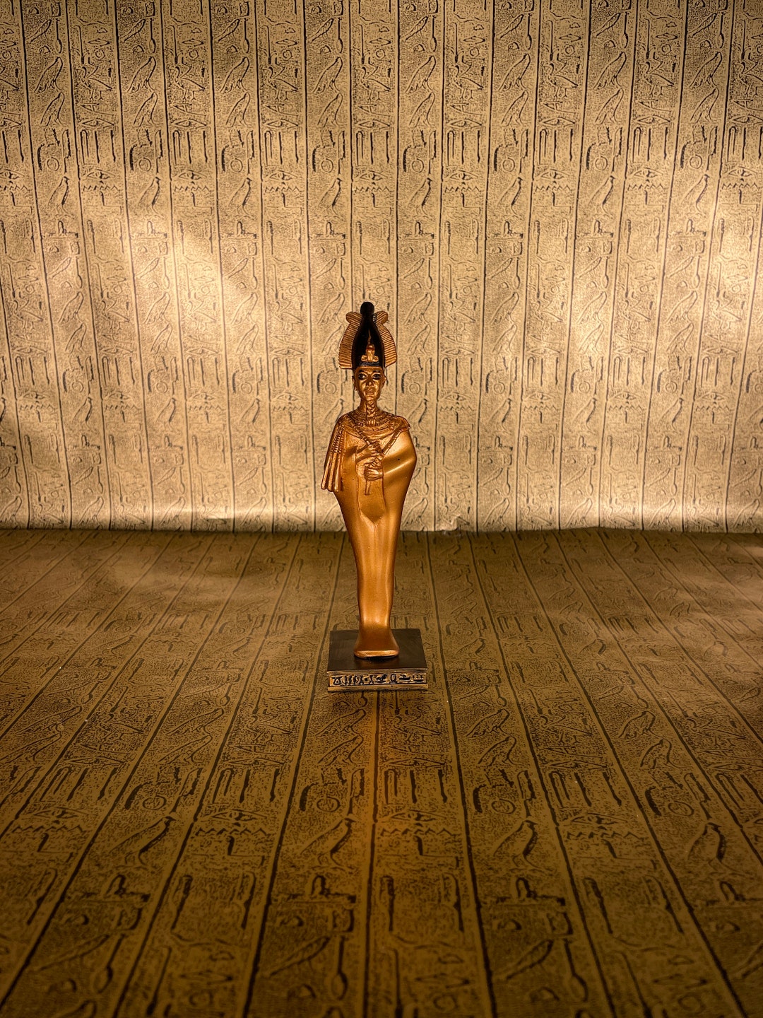 Vintage Osiris Statue - Ancient Egyptian God Osiris With Hieroglyphic ...