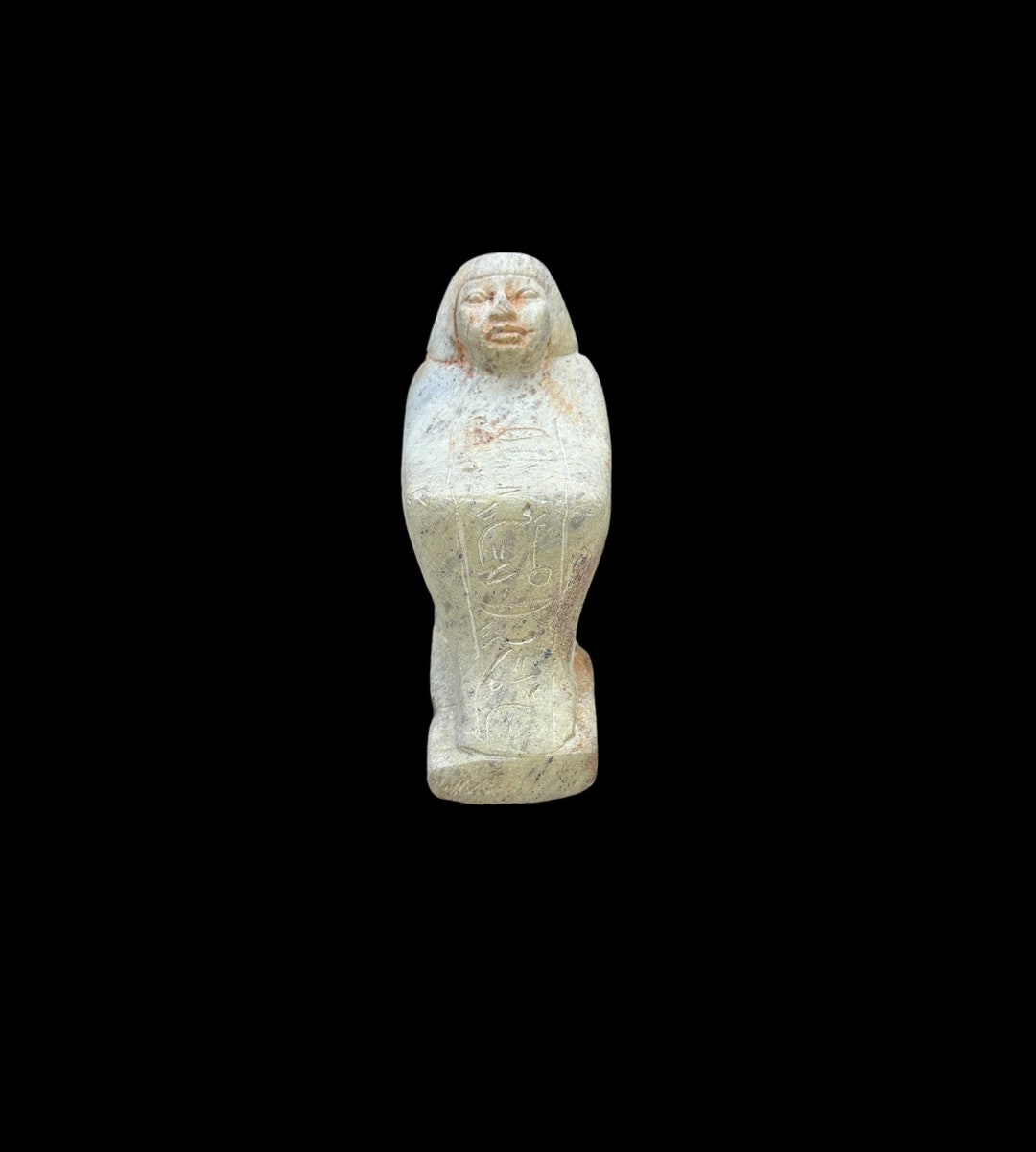 Egyptian Kneeling Magic Scribe Statue - Ancient Egyptian Block Statue ...