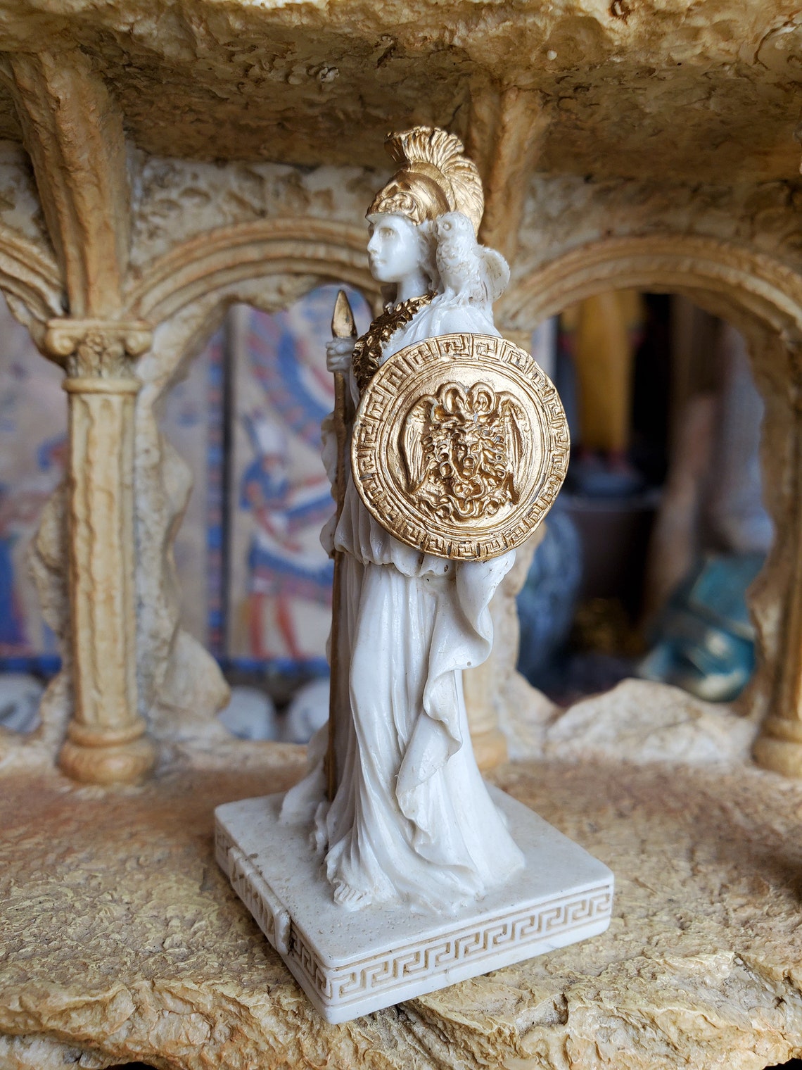 Vintage Athena Mini Statue Small Hand-painted Ancient Greek - Etsy