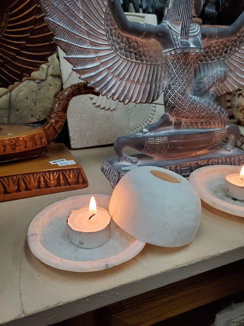 Egyptian Alabaster Tea-light Holder - Hand-carved in Egypt ...