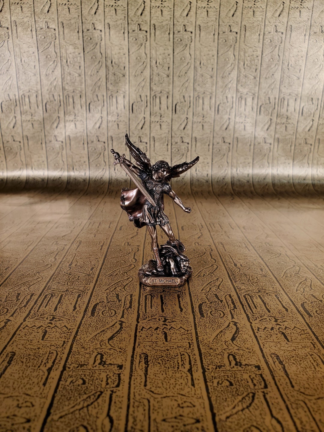 Vintage Archangel Michael Statue Small Hand Crafted Christian Mini ...