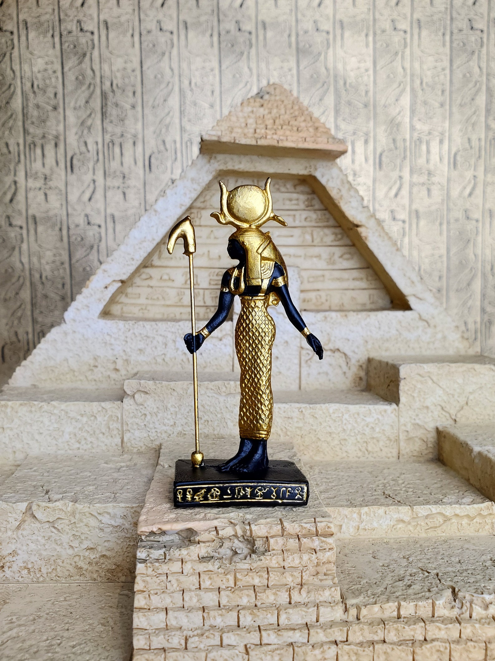 Vintage Isis Mini Statue - Small Hand-painted Ancient Egyptian Goddess ...