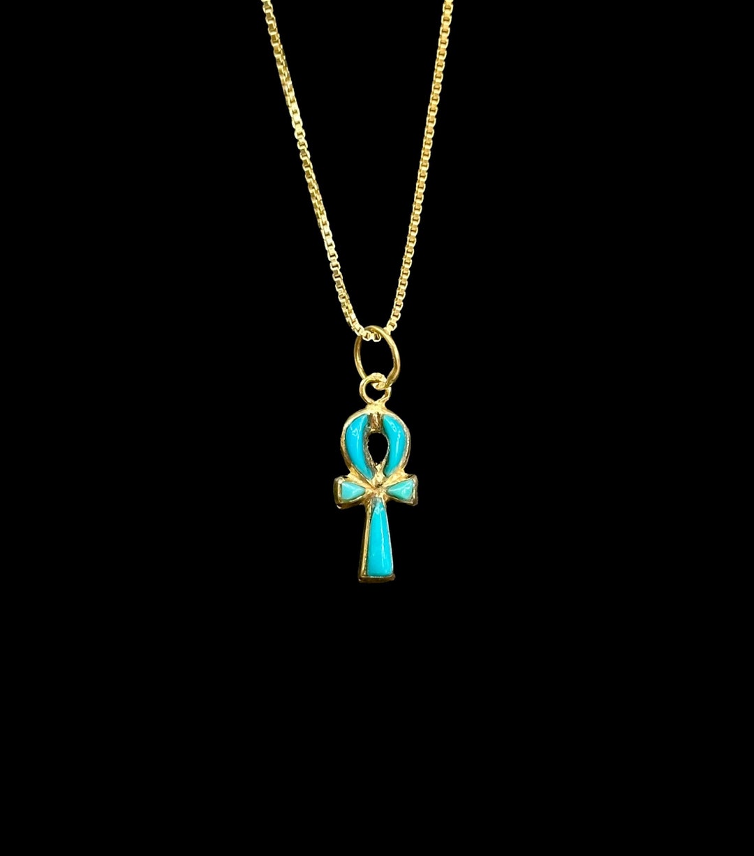 18k Gold Ankh Pendant - Made in Egypt - Ancient Egyptian Key of Life ...