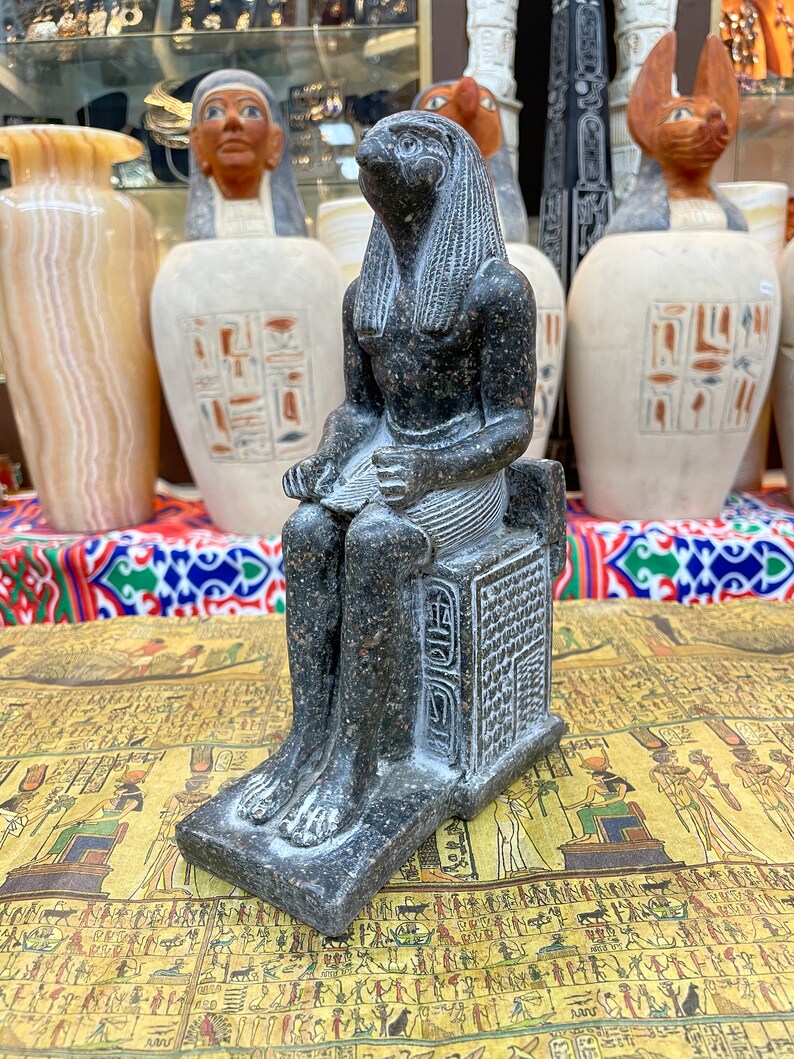 Horus With Hieroglyphic Stela Statue - Ancient Egyptian Sky God Horus ...