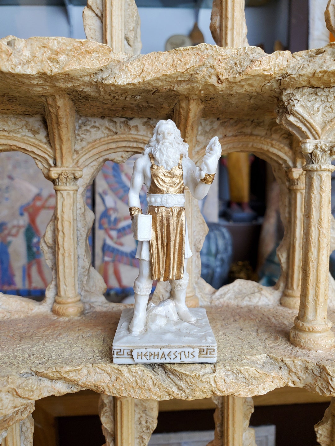 Hephaestus Mini Statue - Small Vintage Hand-painted Ancient Greek God ...