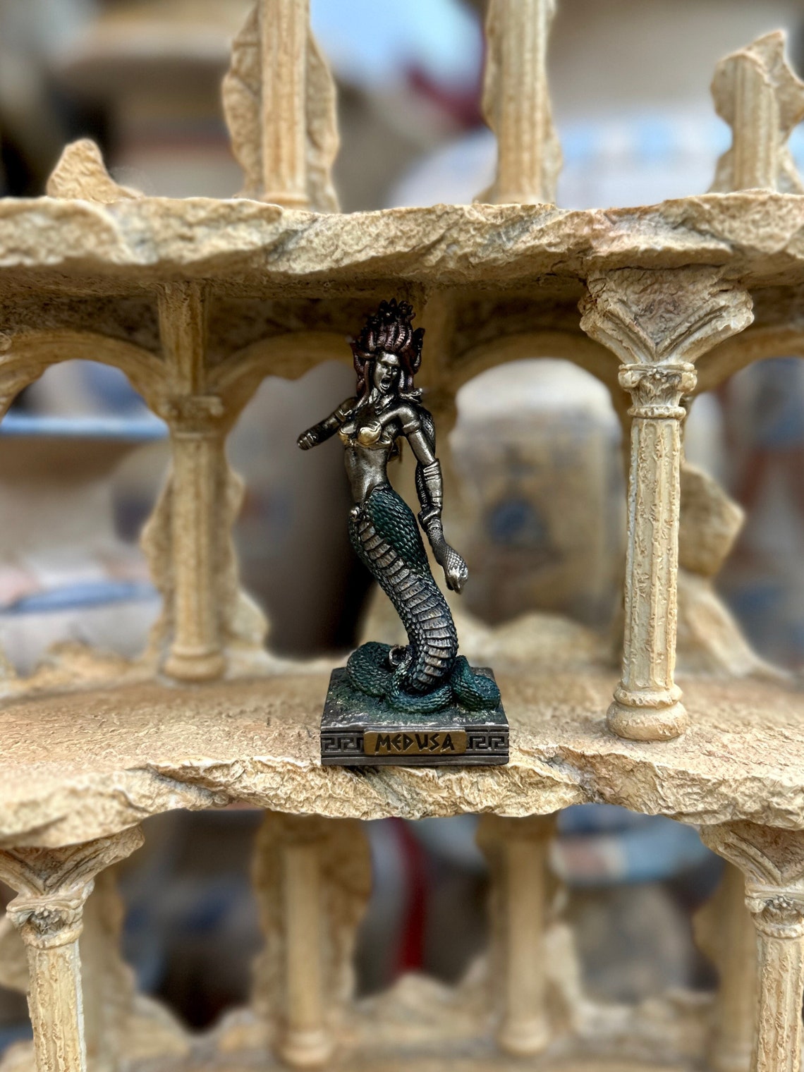 Vintage Medusa Mini Statue - Small Hand-painted Ancient Greek Gorgon ...