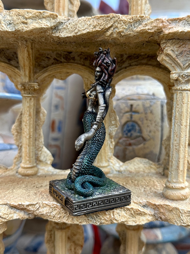 Vintage Medusa Mini Statue - Small Hand-painted Ancient Greek Gorgon ...