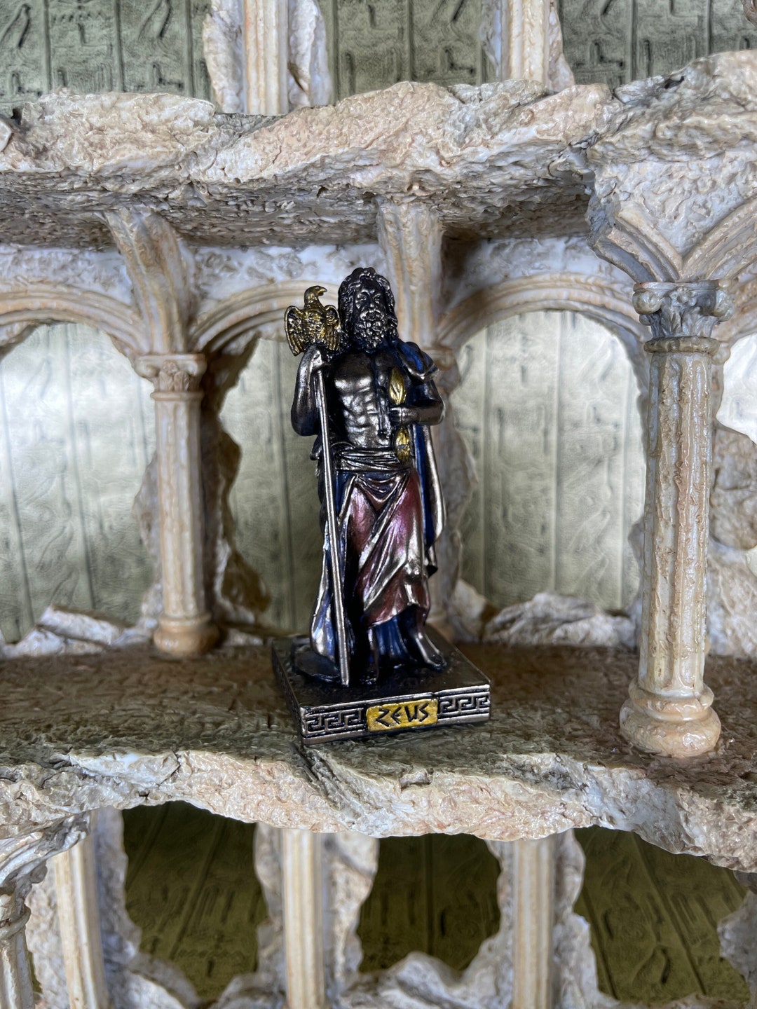Vintage Zeus Mini Statue Small Hand-painted Ancient Greek God Zeus Mini ...