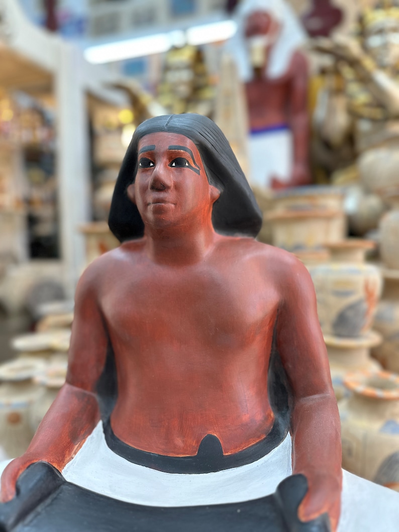 Vintage Gold Scribe Statue Made in Egypt Very Large - Etsy