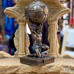Vintage Atlas Mini Statue - Small Hand-painted Ancient Greek Titan ...