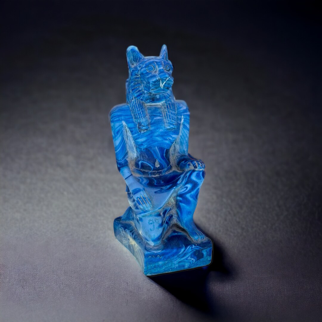 Sekhmet Kneeling Statue - Ancient Egyptian Lion Goddess Sachmis - Lapis ...