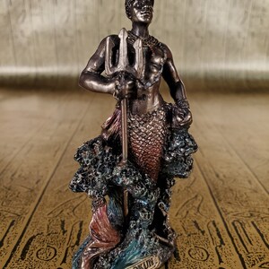 Vintage Olokun Mini Statue - Small Orisha of Water, Health, and Wealth ...