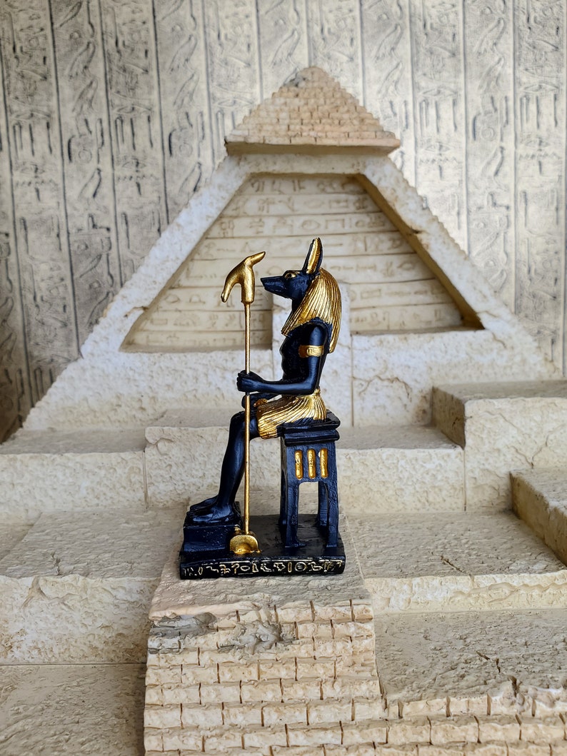 Vintage Anubis in Throne Mini Statue Hand-painted Egyptian - Etsy