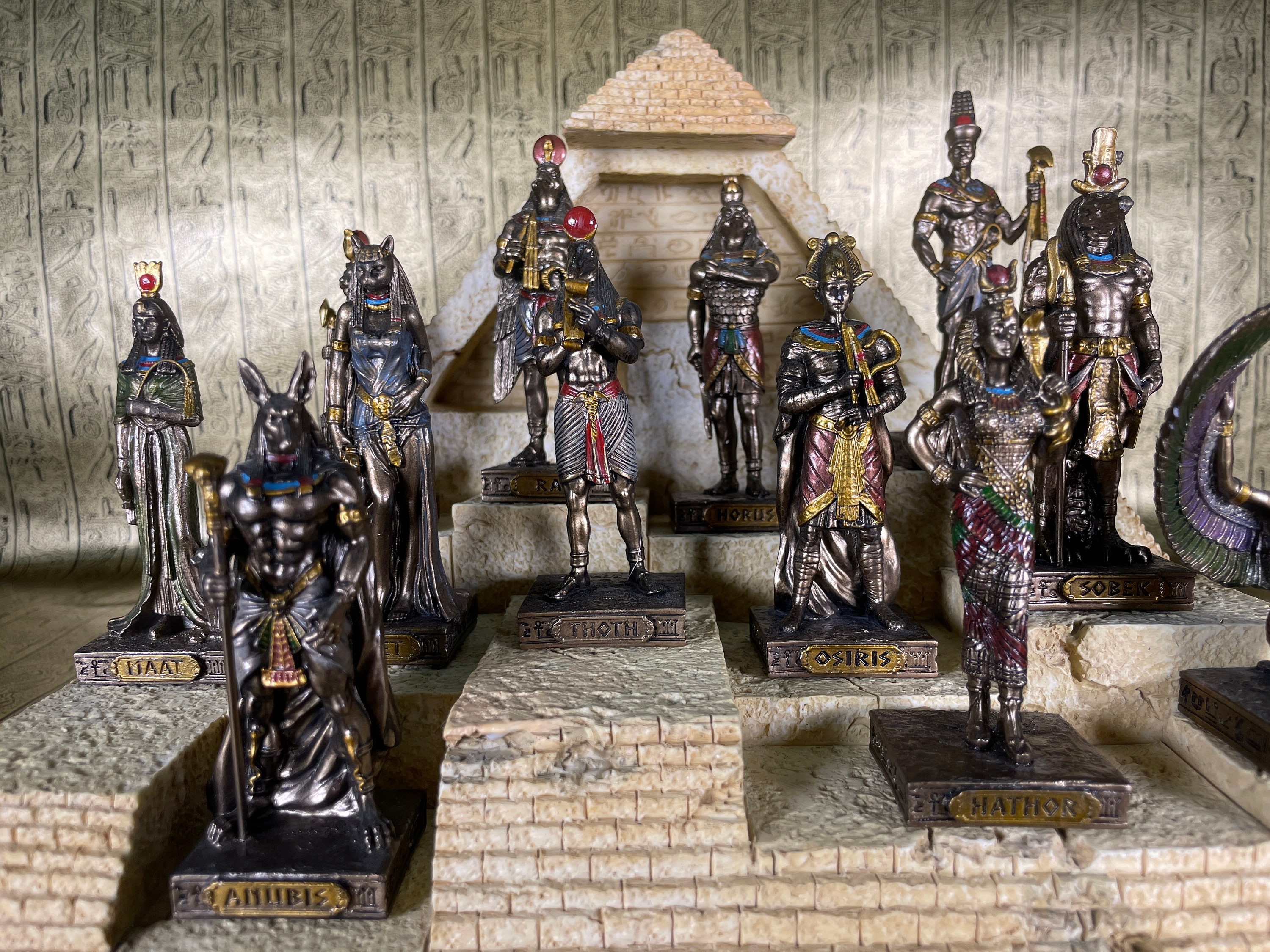 Vintage Ancient Egyptian Gods & Goddesses Mini Statues Set of - Etsy