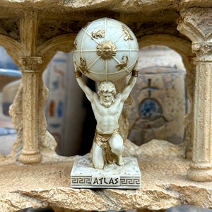 Vintage Atlas Mini Statue - Small Hand-painted Ancient Greek Titan ...