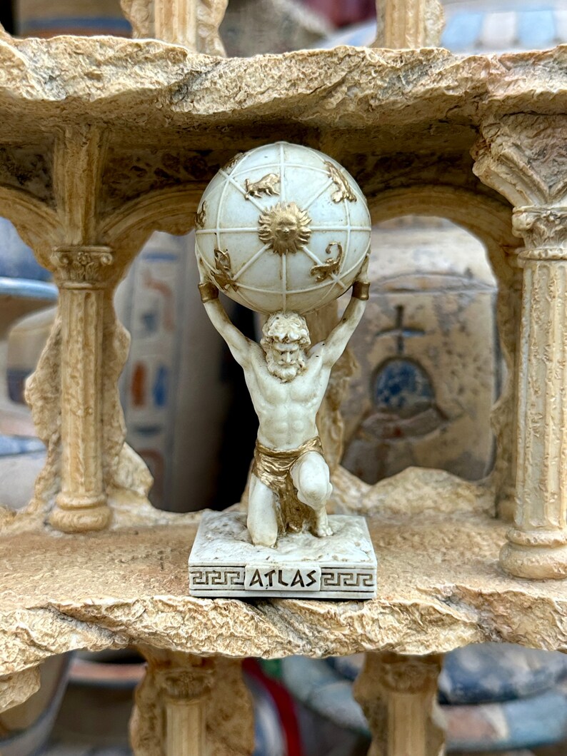 Vintage Atlas Mini Statue - Small Hand-painted Ancient Greek Titan ...