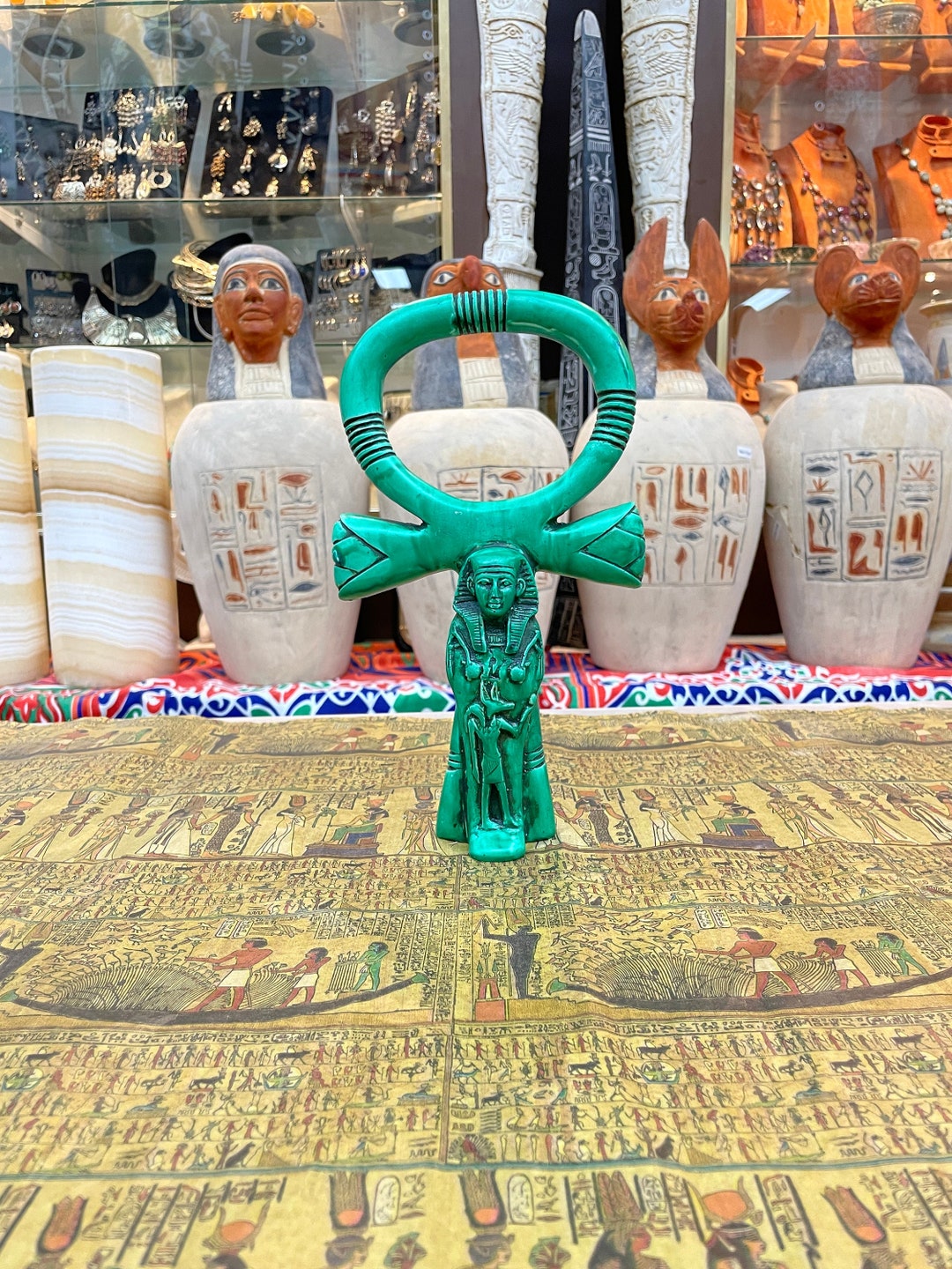 Egyptian Ankh - God Anubis With Pharaoh Ankh - Handmade in Egypt ...