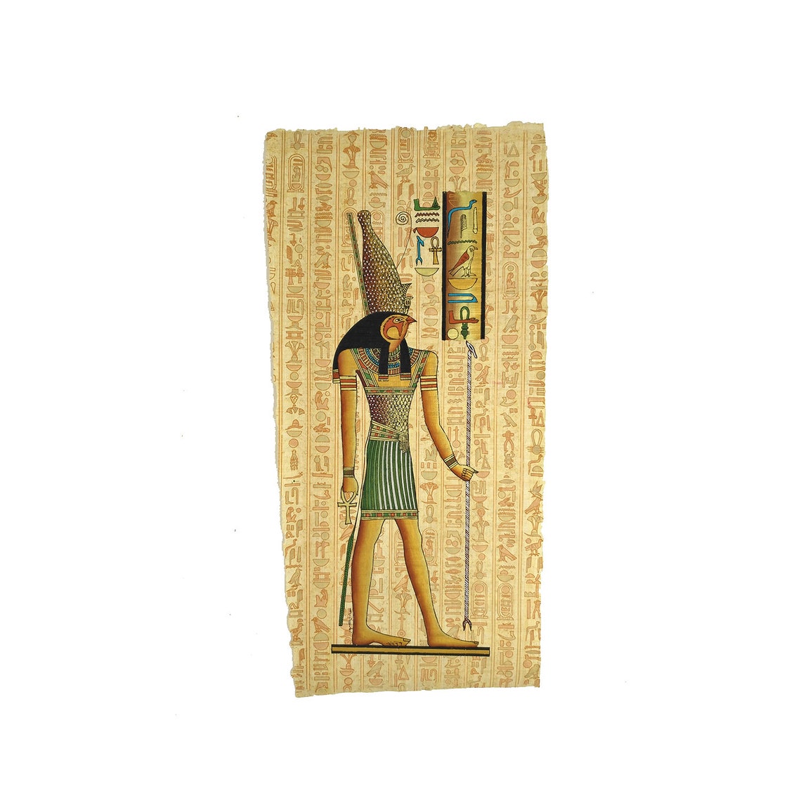 Horus in Temple Portrait - Standing Ancient Egyptian God Horus With ...