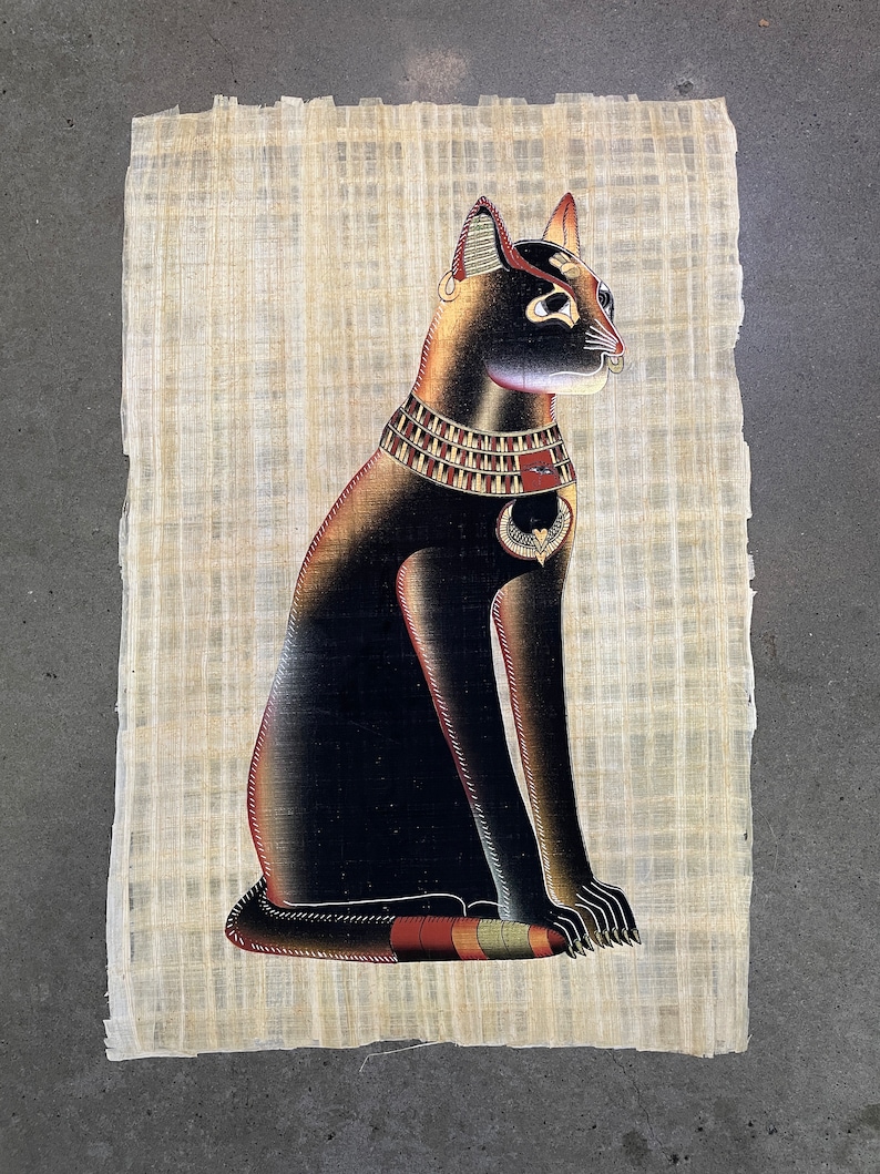 Egyptian Goddess Bastet Papyrus - Cat Goddess Bast - Made in Egypt ...