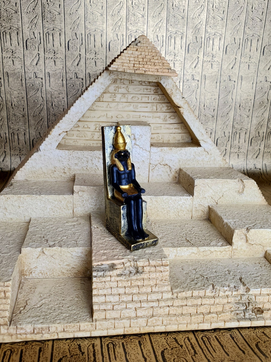 Vintage Horus Mini Statue - Ancient Egyptian God Horus in Throne ...