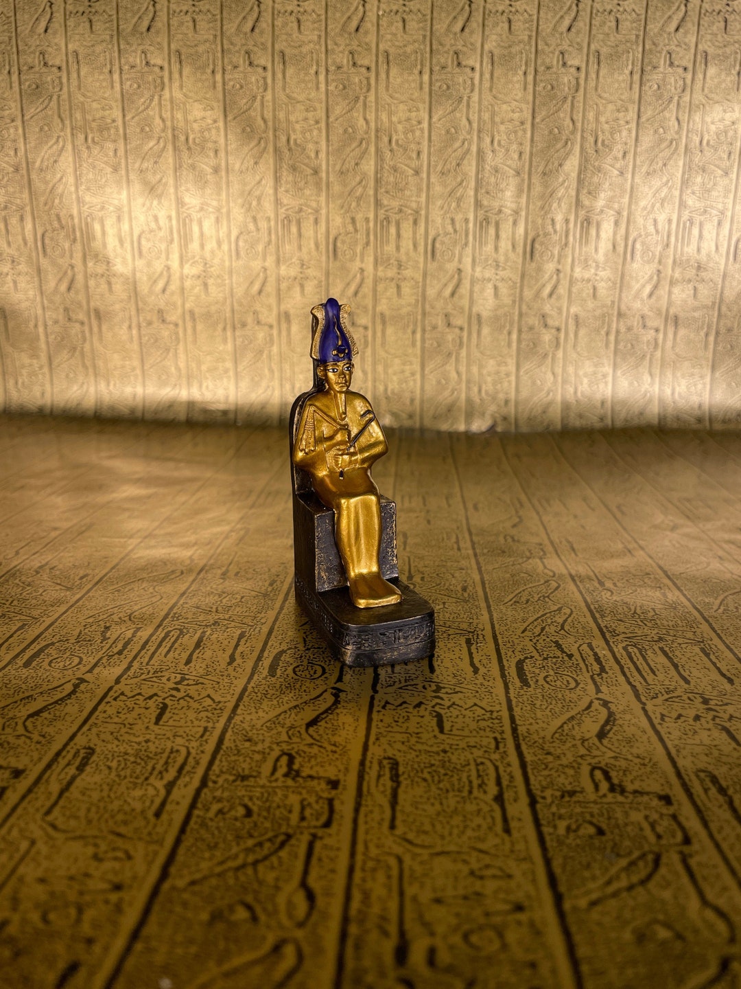 Vintage Osiris Mini Statue - Small Hand-painted Ancient Egyptian God ...