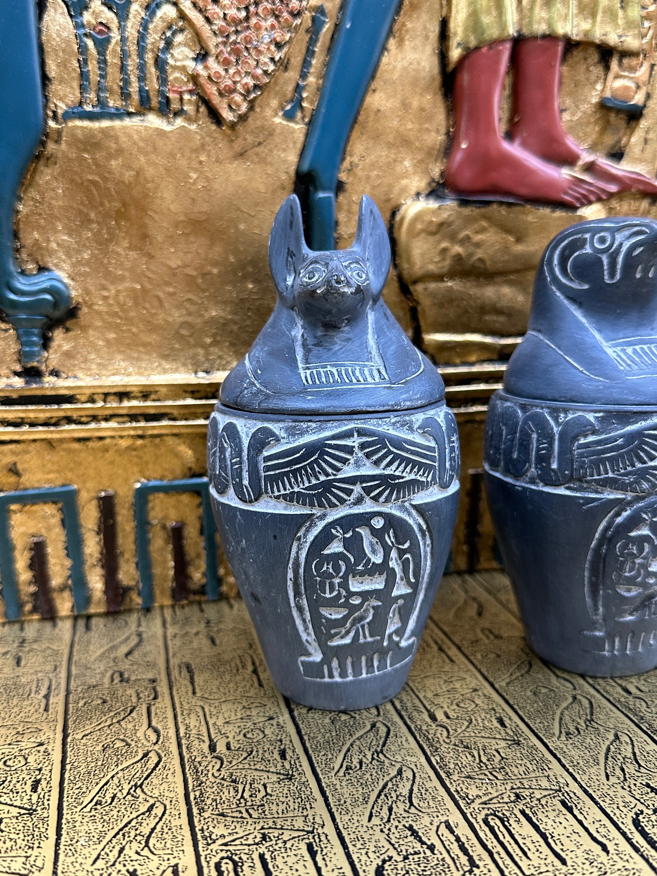 Egyptian Canopic Jars SET OF 4 Imset Hapi Qebehsenuef & - Etsy