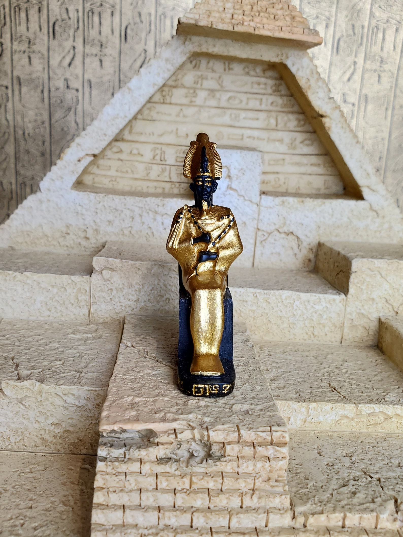 Vintage Osiris Mini Statue Ancient Egyptian God Osiris in Throne With ...