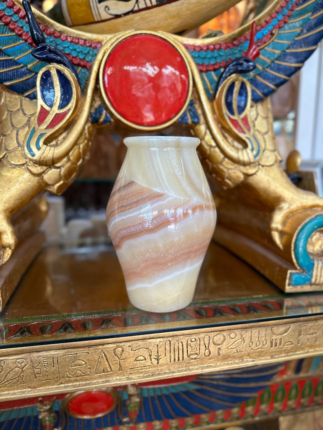 Egyptian Alabaster Vase - Hand-carved in Egypt - Heavy Natural Stone ...