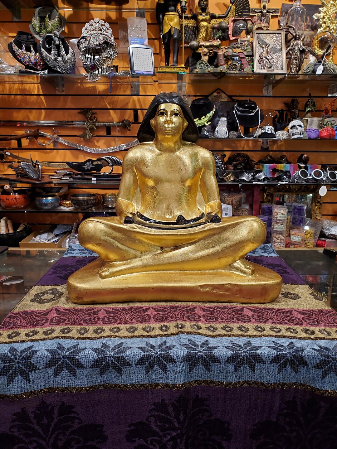 Vintage Gold Scribe Statue - Made in Egypt - Very Large Ancient ...