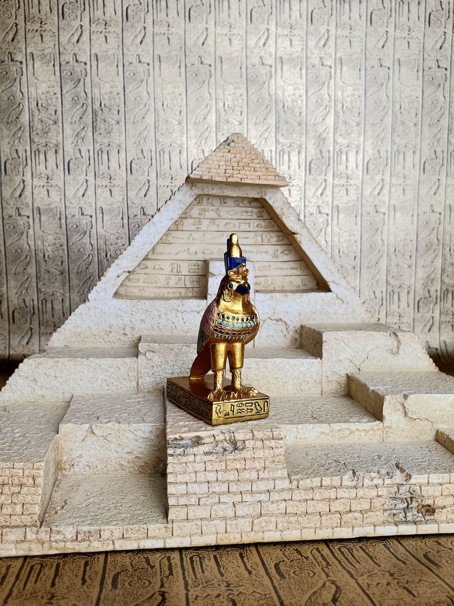 Vintage Golden Horus Mini Statue - Ancient Egyptian God Horus With ...