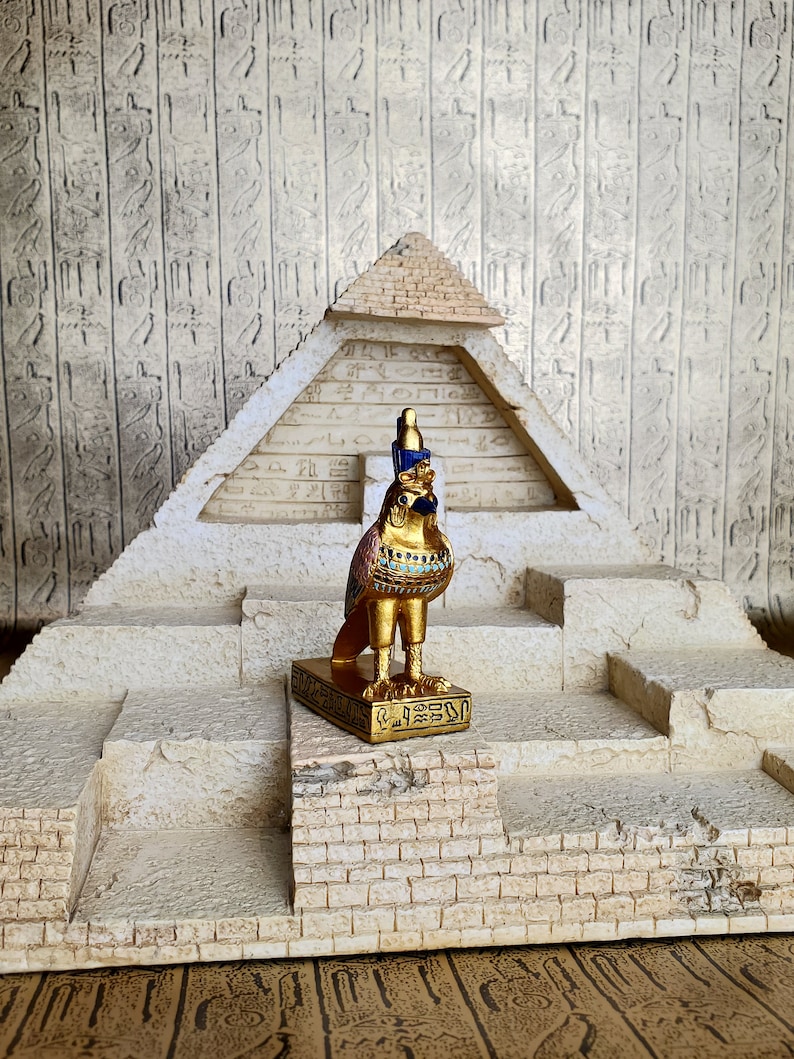 Vintage Golden Horus Mini Statue - Ancient Egyptian God Horus With ...