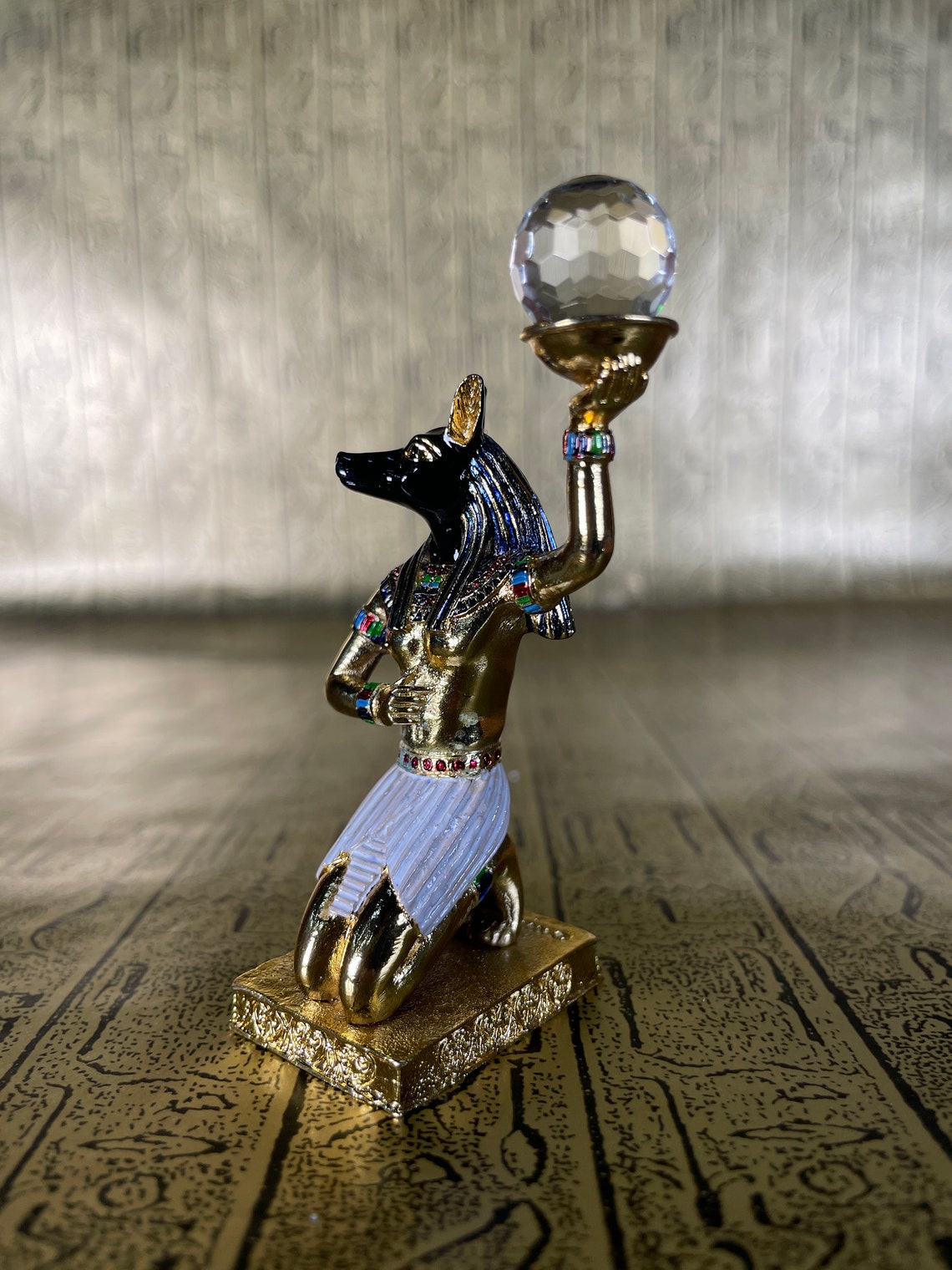 Vintage Gold Anubis Mini Statue Egyptian God Anpu holding | Etsy