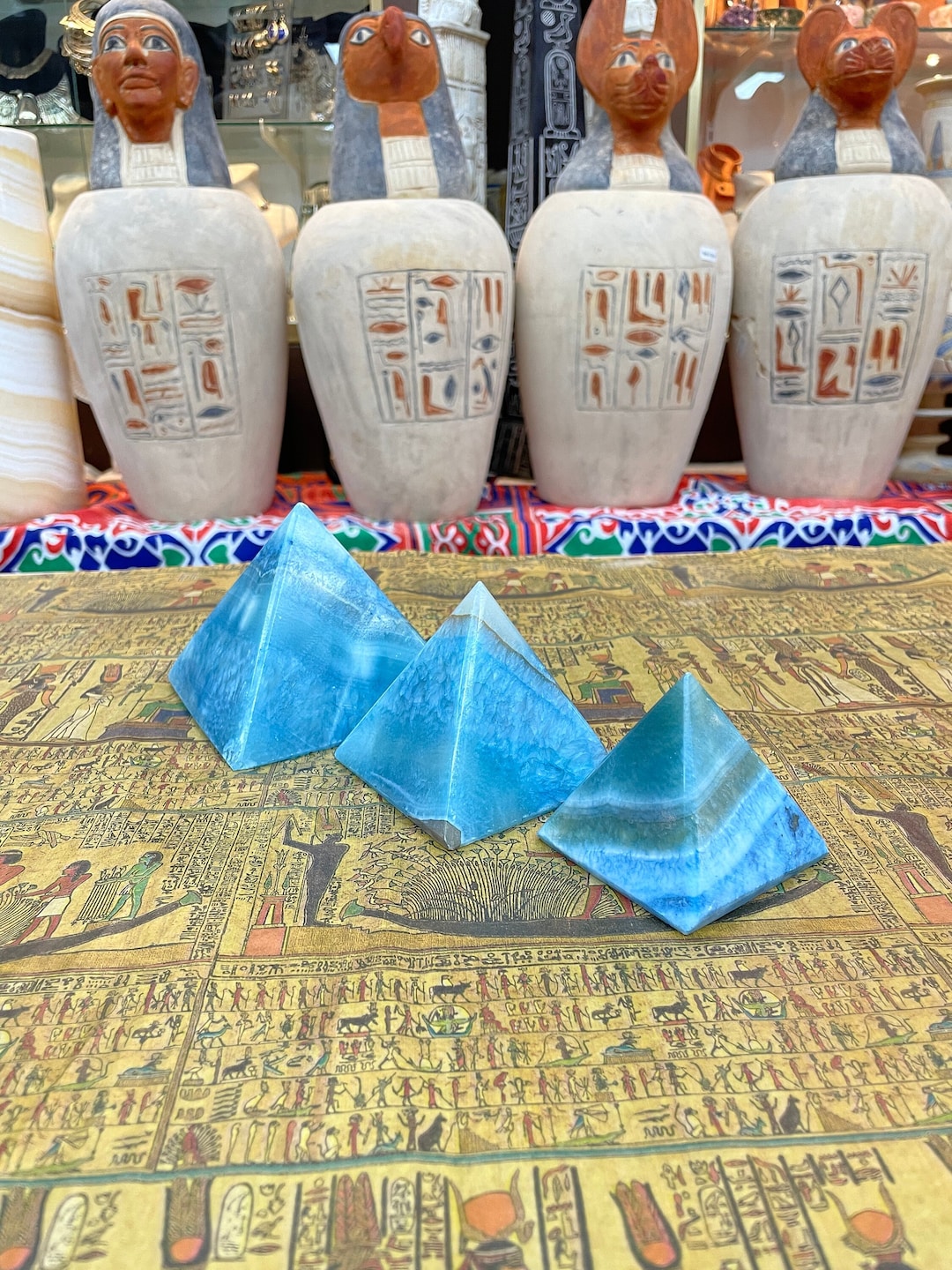 Pyramid Set - Egyptian Alabaster Pyramids Set of 3 - Etsy