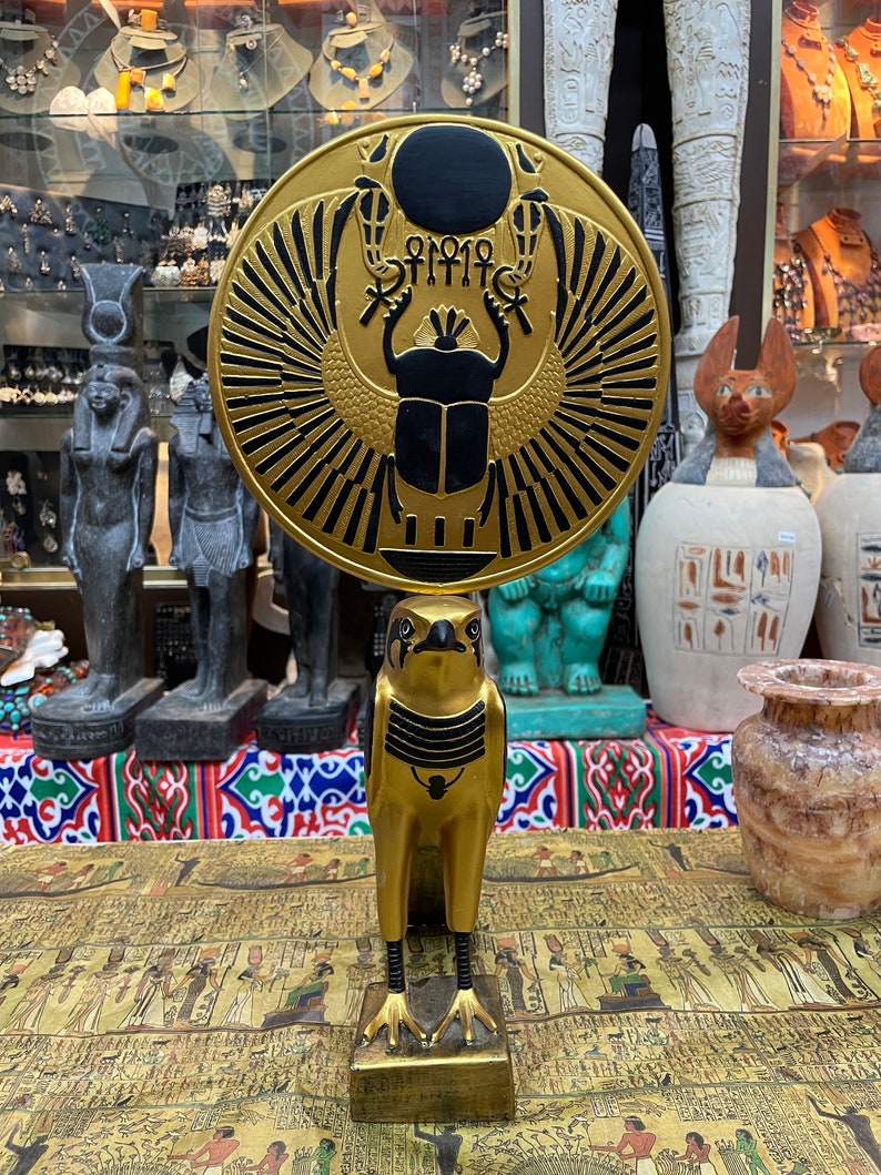 Horus With Sun Disc Statue Ancient Egyptian Sky God Horus - Etsy