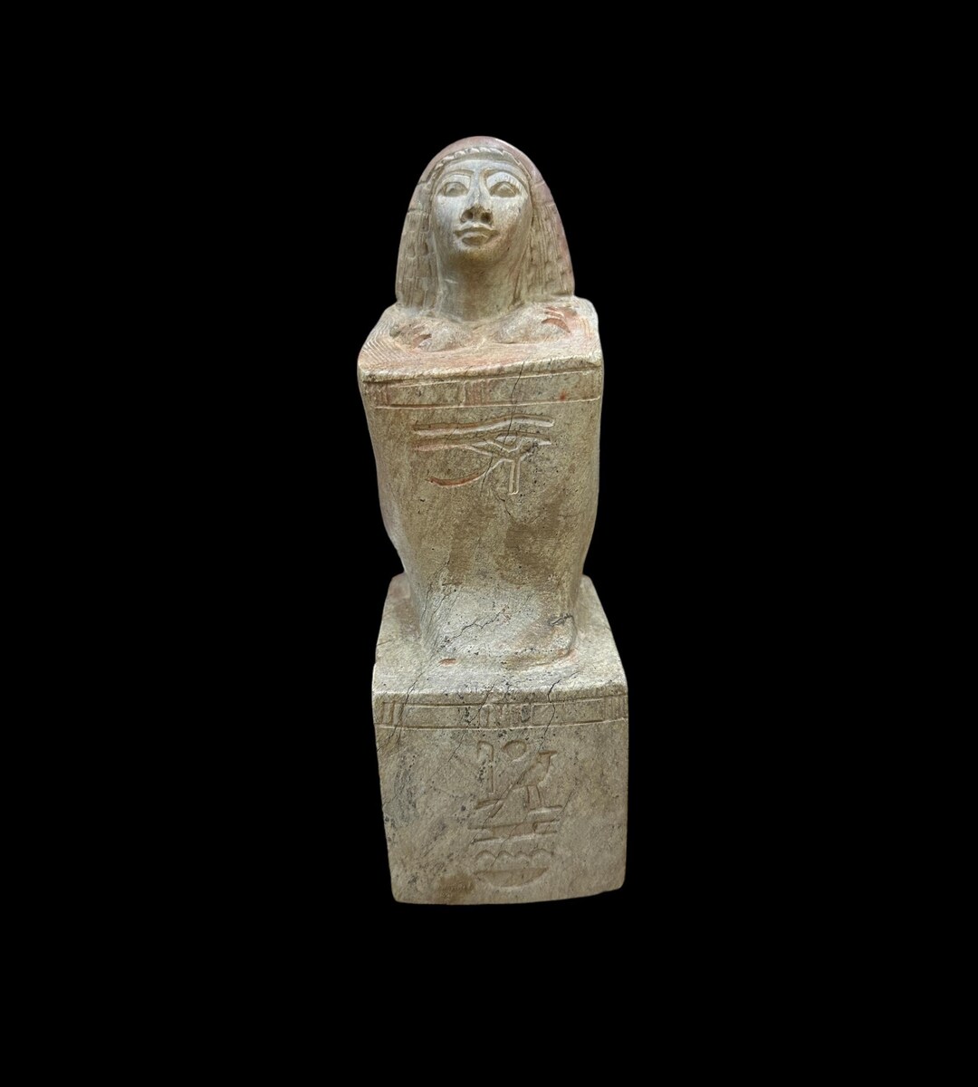 Egyptian Kneeling Priestess Statue - Ancient Egyptian Block Statue ...