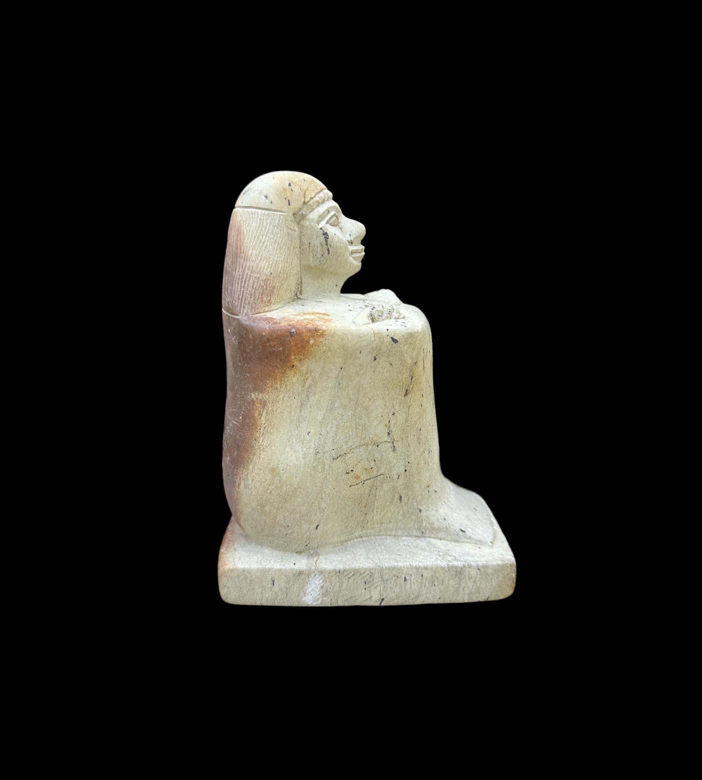 Egyptian Kneeling Magic Scribe Statue - Ancient Egyptian Block Statue ...