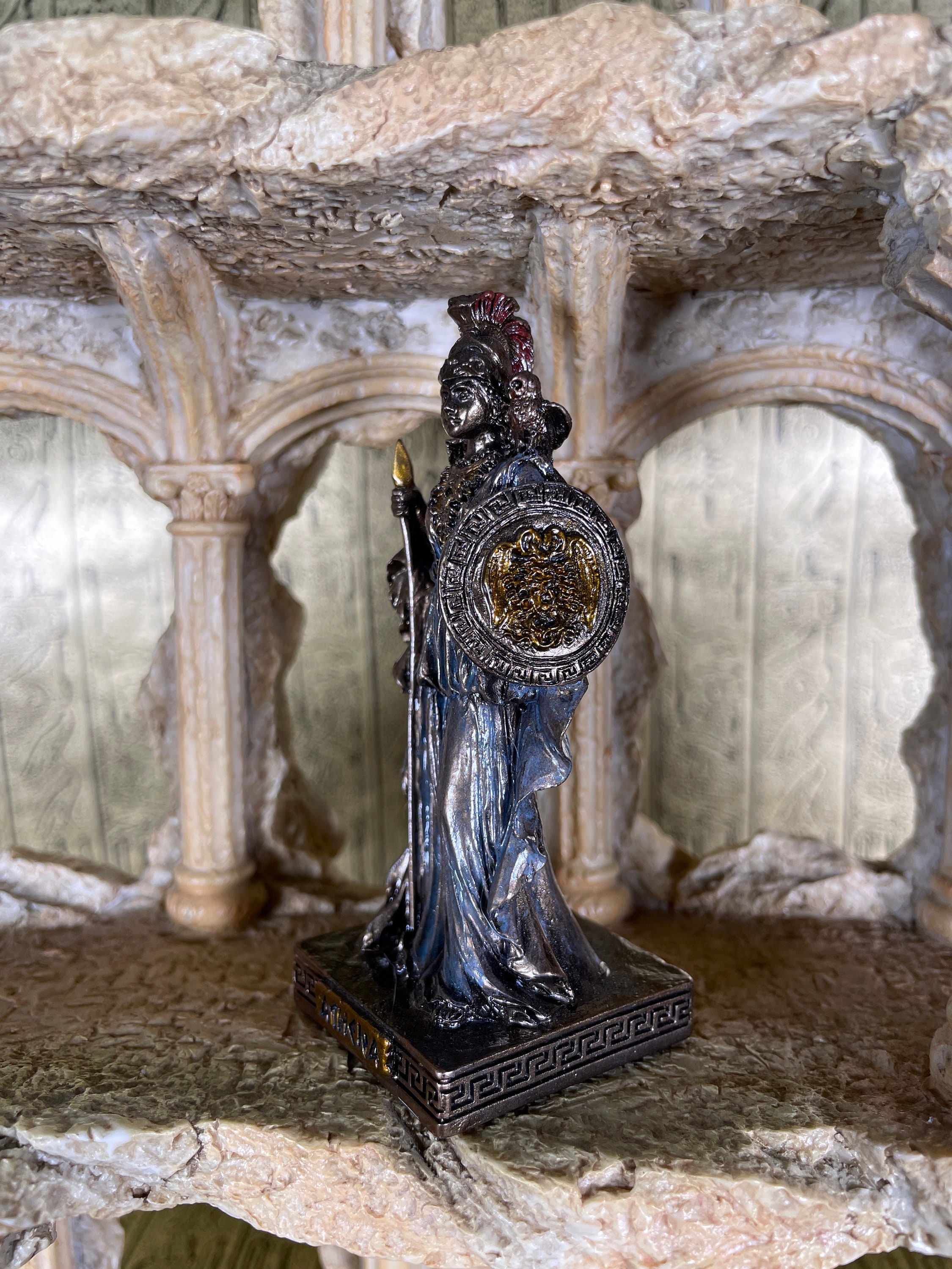 Vintage Athena Mini Statue Small Hand-painted Ancient Greek - Etsy