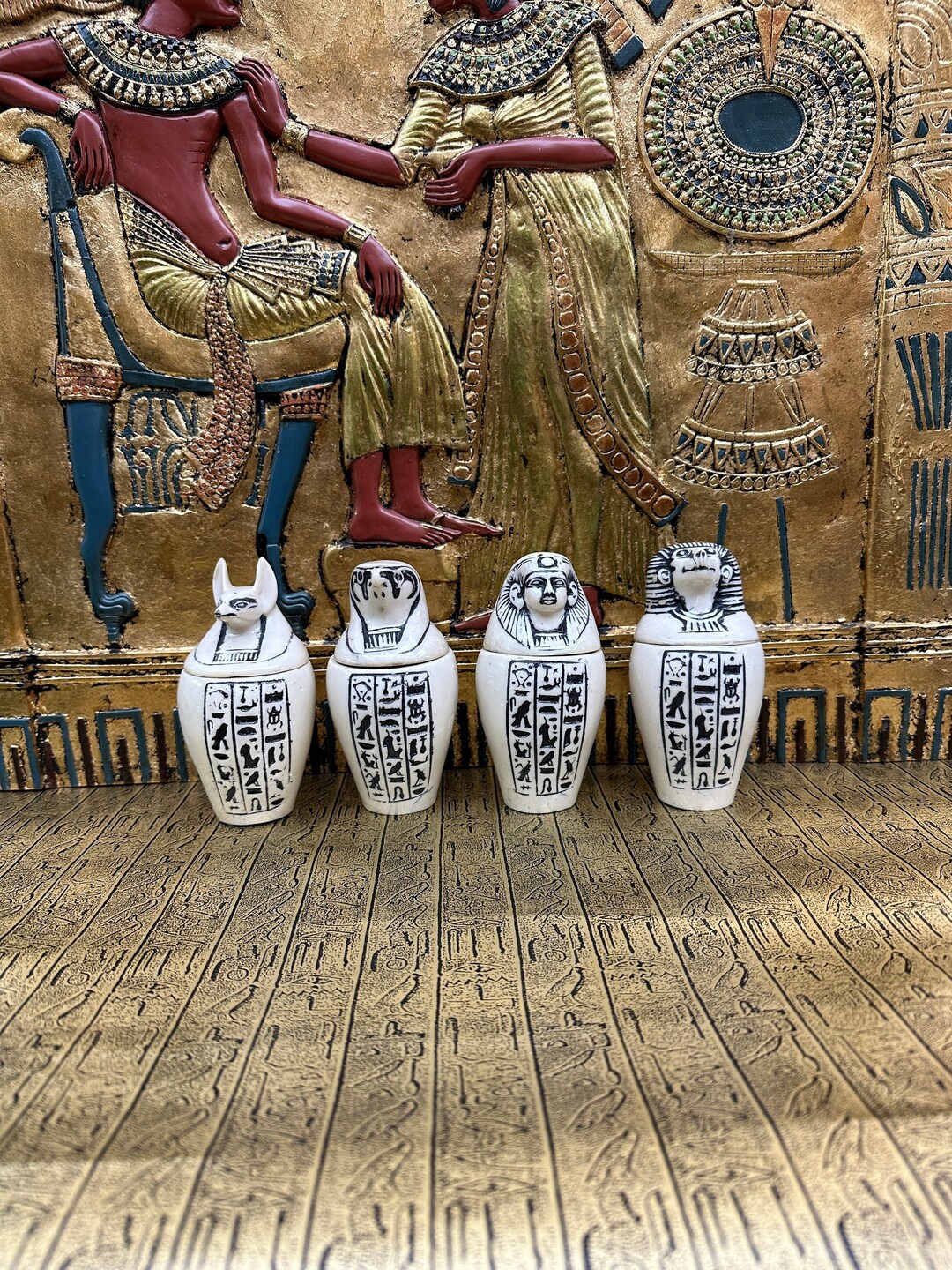 Egyptian Canopic Jars SET OF 4 Imset Hapi Qebehsenuef & - Etsy