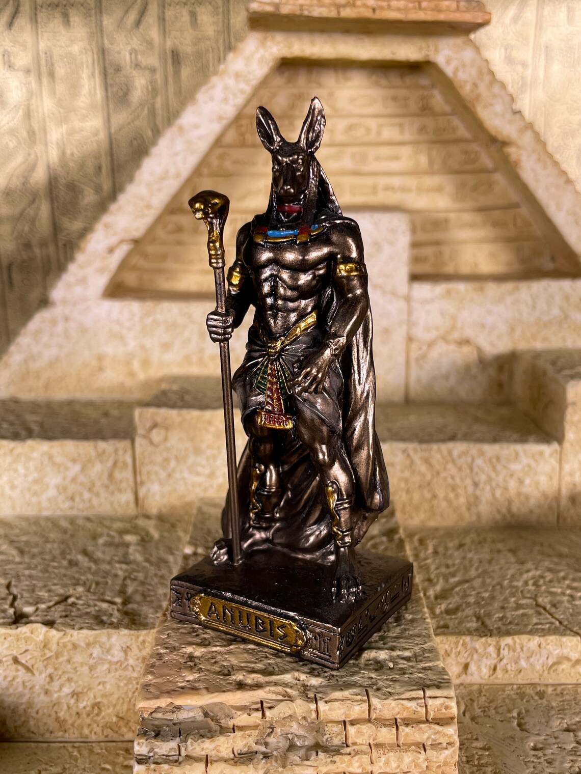 Vintage Anubis Mini Statue Small Hand-painted Ancient - Etsy