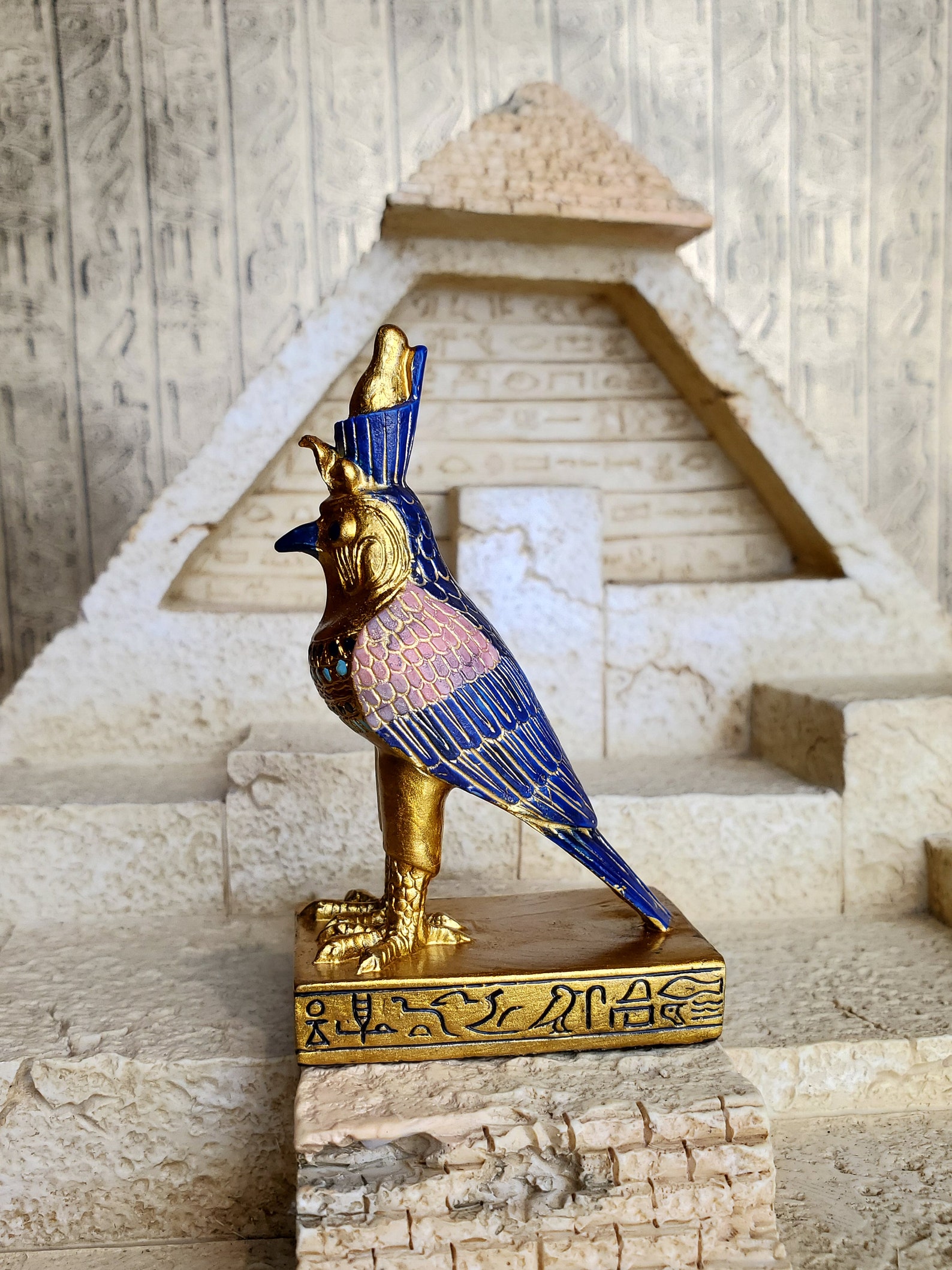 Vintage Golden Horus Mini Statue Ancient Egyptian God Horus With ...