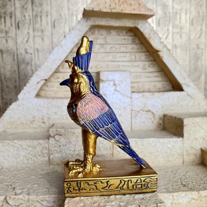 Vintage Golden Horus Mini Statue - Ancient Egyptian God Horus With ...