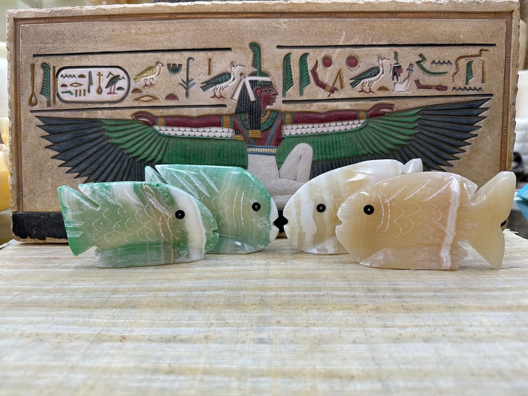 Egyptian Alabaster Fish - Hand-carved in Egypt - Small Multi-use Dish ...
