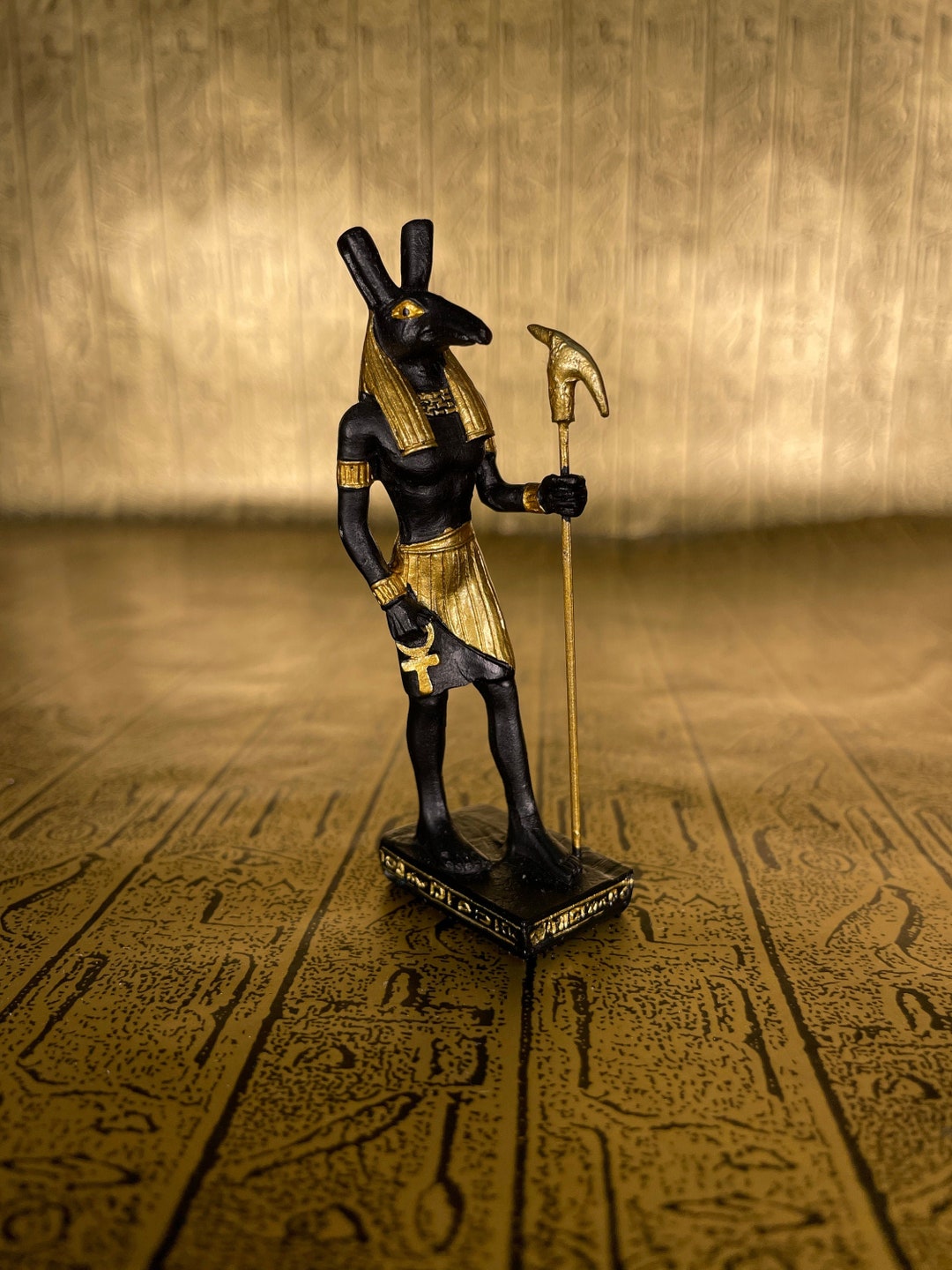 Vintage Seth Standing Mini Statue - Hand-painted Egyptian God Set ...